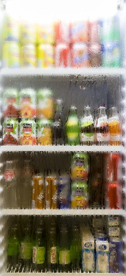 The Beverage Aisle Of A Grocery Store With Soft Drink Products From ...