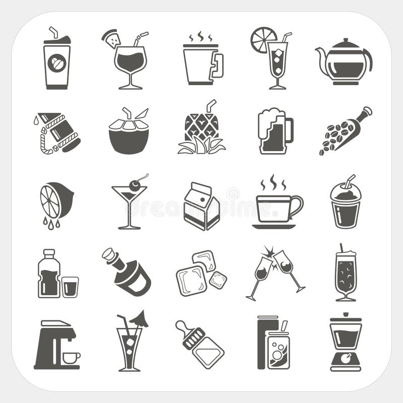 Beverage icons set stock vector. Illustration of glass - 34108974