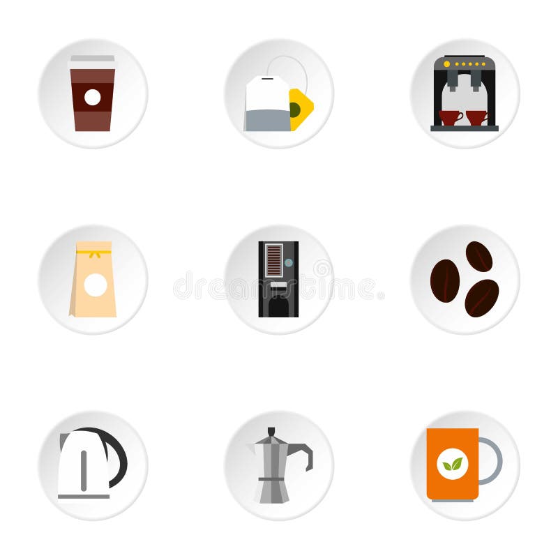 Beverage Icons Set, Flat Style Stock Vector - Illustration of package ...