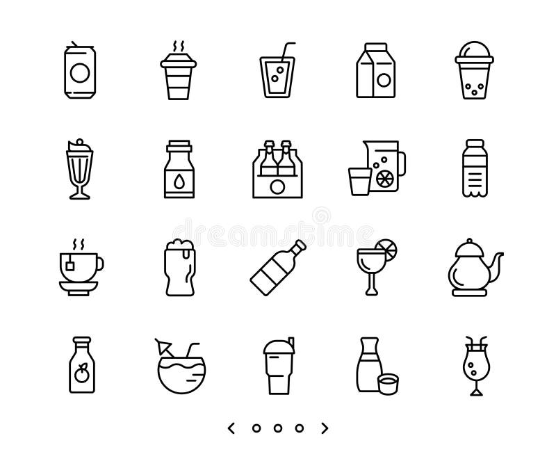 Beverage line icons set stock vector. Illustration of coconut - 188616737