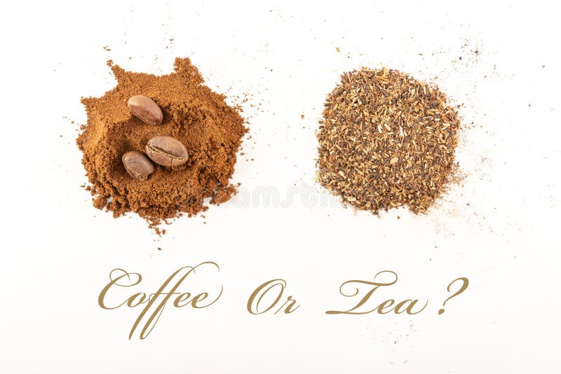 Beverage Option between Coffee and Tea with Text Stock Image - Image of ...