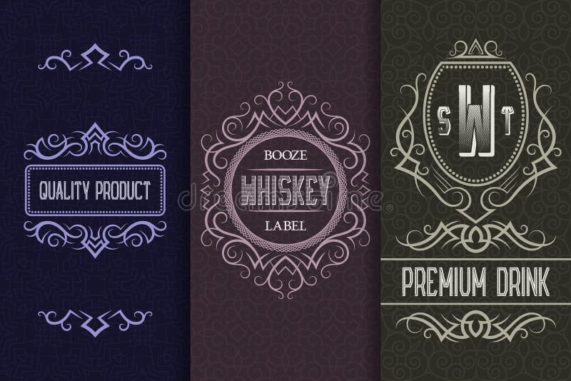 Beverage Packaging Design. Set of Alcohol Drink Bottles Labels Stock ...