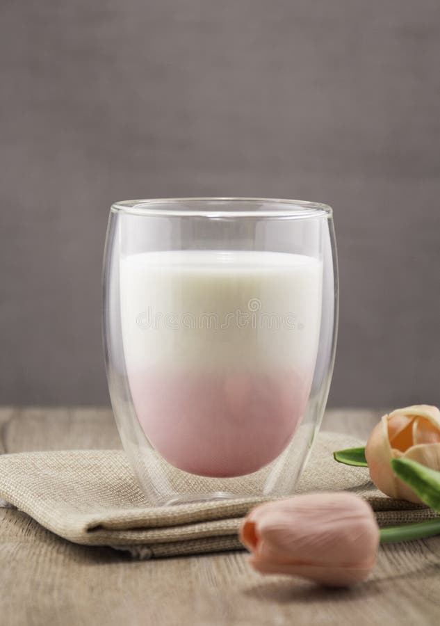 Beverage Pink Milk , Favorite Menu Milk Drink in Cafe Stock Image ...