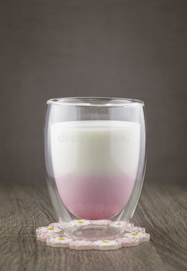 Beverage Pink Milk , Favorite Menu Milk Drink in Cafe Stock Image ...