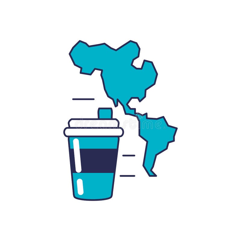 Beverage in Plastic Container with American Continent Map Stock ...