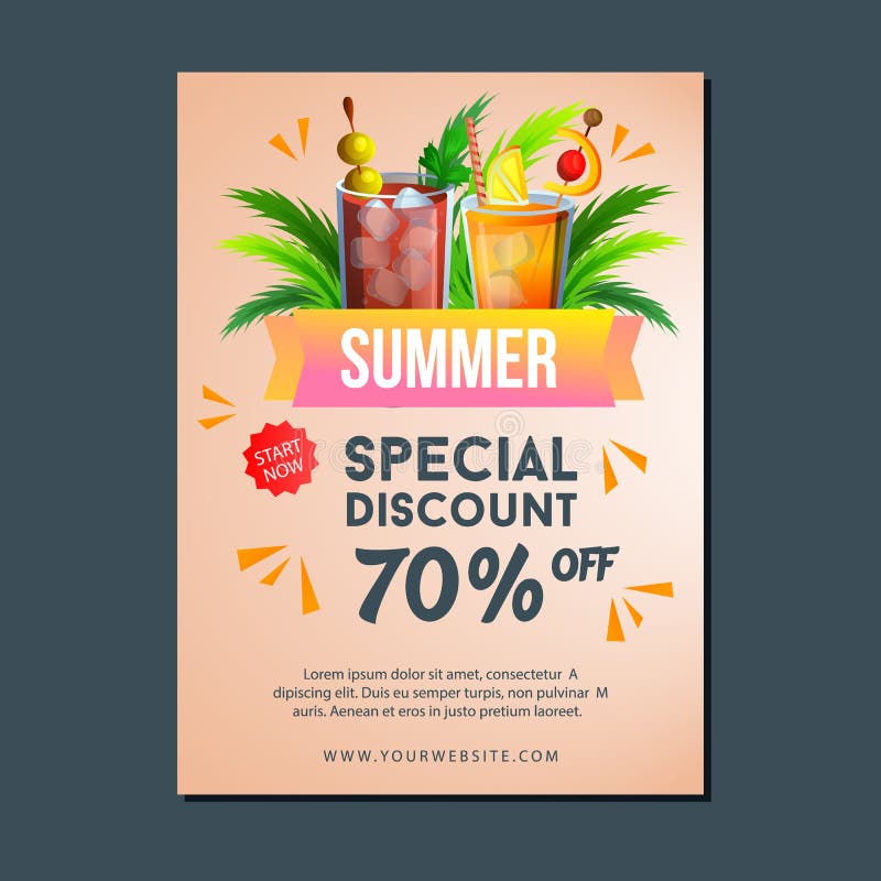 Beverage Poster Template Beach Theme Refreshment Holiday Party Stock ...