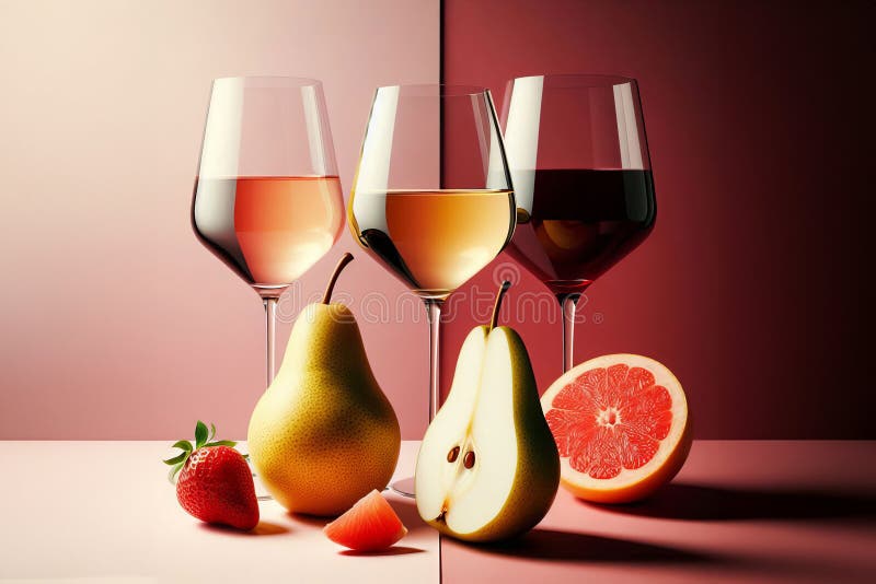Beverage Setup with Three Glasses, Each Containing Different Drinks ...
