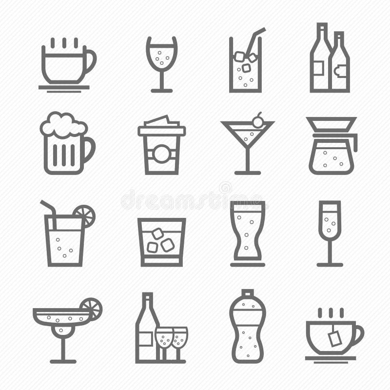 Drinks and Beverages Icon Set Stock Vector - Illustration of elements ...