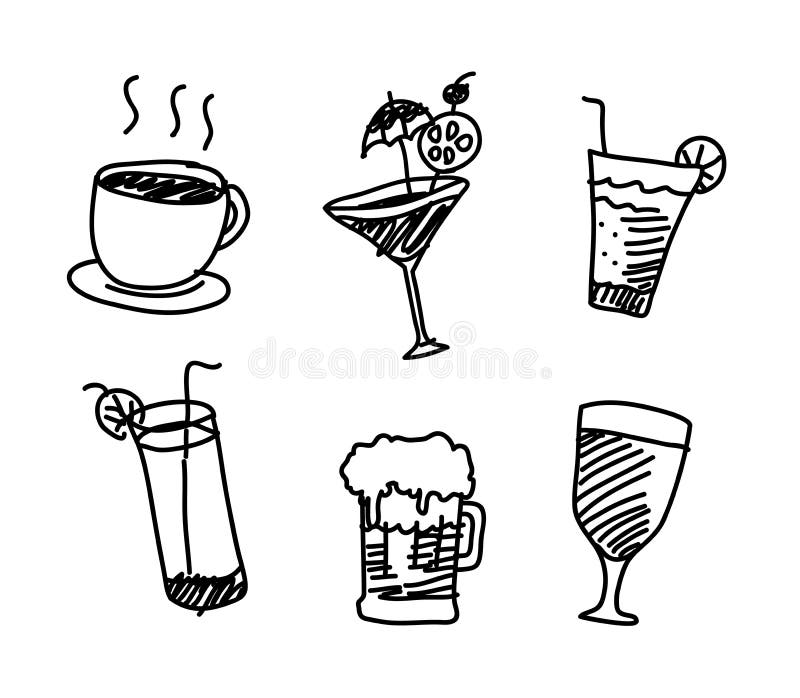 Beverages Doodle stock vector. Illustration of cartoon - 64326232