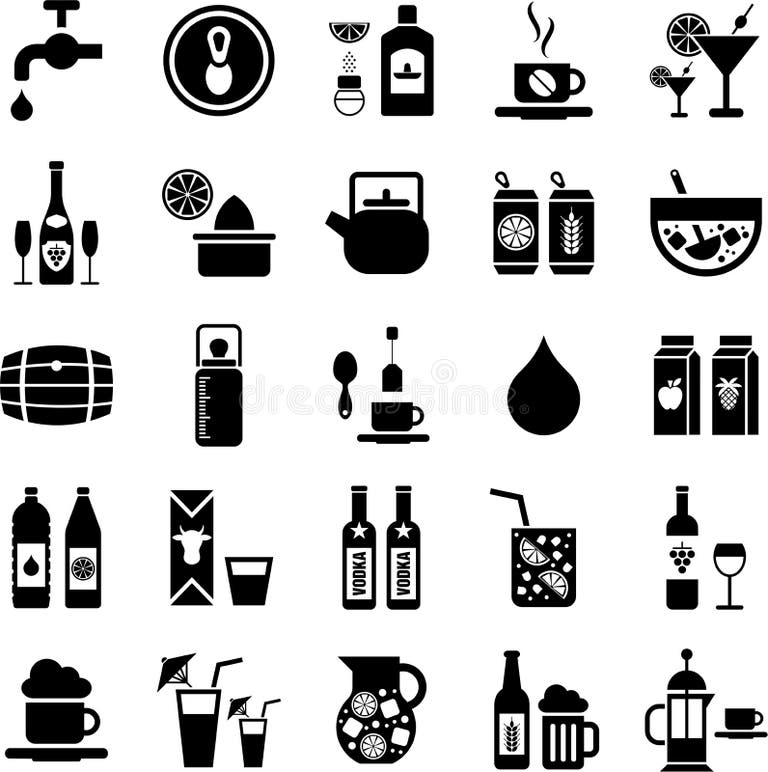 Alcoholic Beverages Icons Stock Illustrations – 1,028 Alcoholic ...