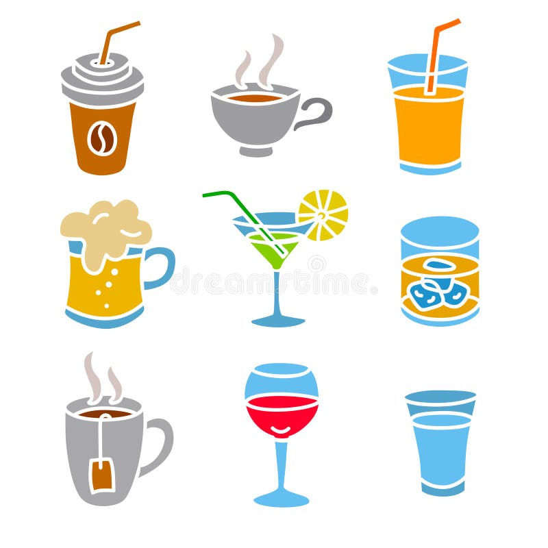 Beverages icons set stock vector. Illustration of elements - 235753882