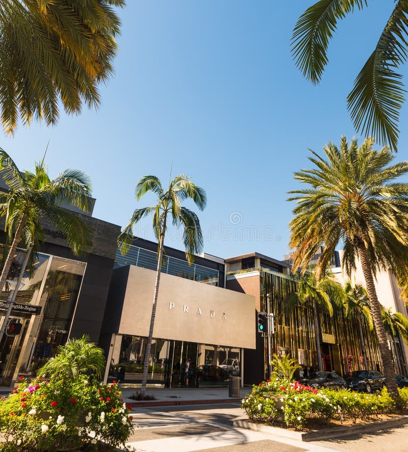 Prada store in Rodeo Drive editorial image. Image of goods - 110696440