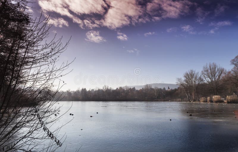 Bevroren meer stock afbeelding. Image of provinciaal - 30395769