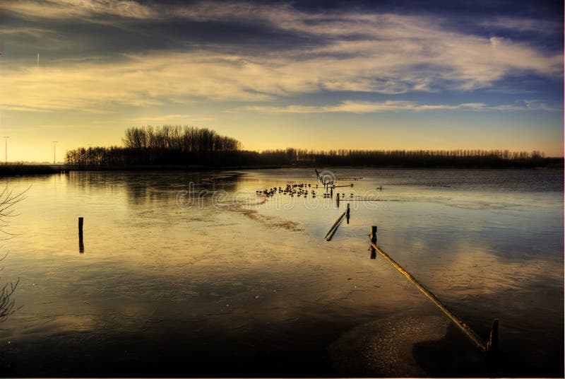 Bevroren Meer, Leidschendam, Holland Stock Foto - Image of bevroren ...