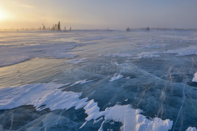 Bevroren meer op toendra stock afbeelding. Image of hudson - 71312757