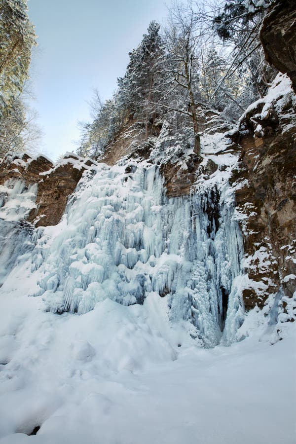 Bevroren Waterval in Ricketts Glen Park Stock Afbeelding - Image of ...