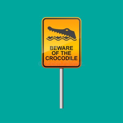 Beware Crocodile Sign Stock Illustrations – 194 Beware Crocodile Sign ...