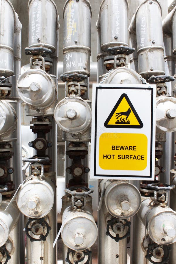 Beware hot surface stock photo. Image of sign, pipe, plant - 26504412