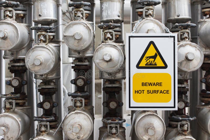 Beware hot surface stock photo. Image of valve, plant - 26504326