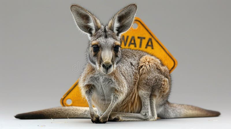 Beware Kangaroo Sign on White Background Stock Illustration ...
