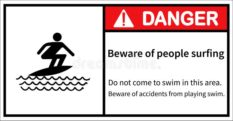 Beware of People Surfing, Surfing Area,Danger Sign Stock Vector ...