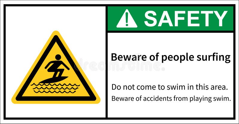 Beware of People Surfing, Surfing Area,Safety Sign Stock Vector ...