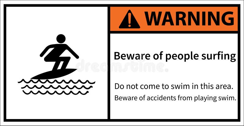 Warning Surfing Area Symbol Sign, Vector Illustration, Isolate on White ...