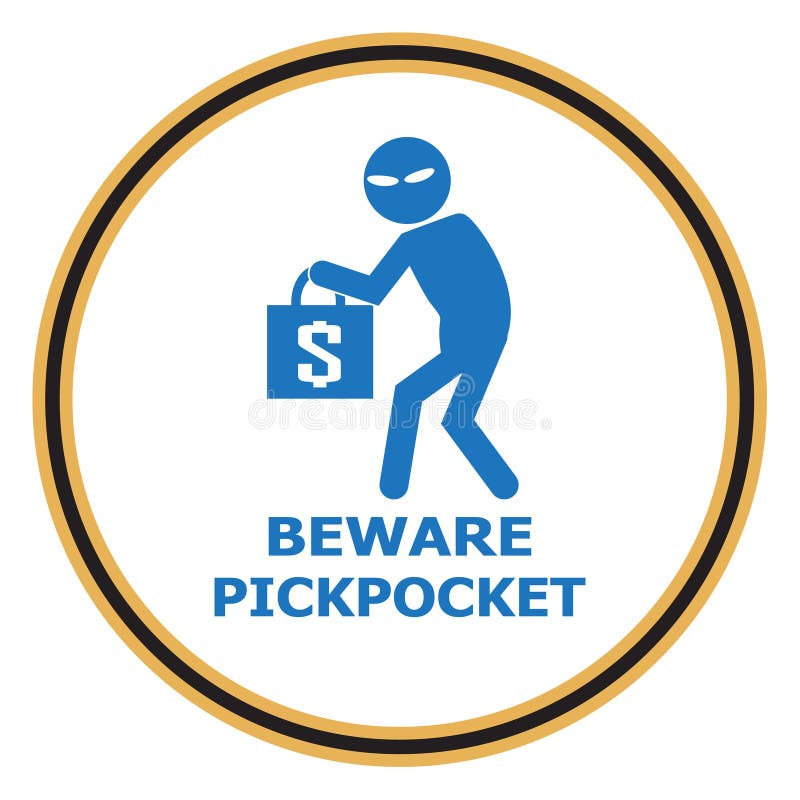 Beware Pickpocket Sign, Thief Icon Illustration Stock Vector ...