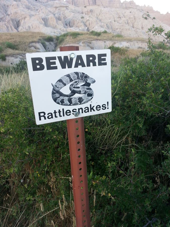 Beware Rattlesnakes sign stock image. Image of beware - 42652695
