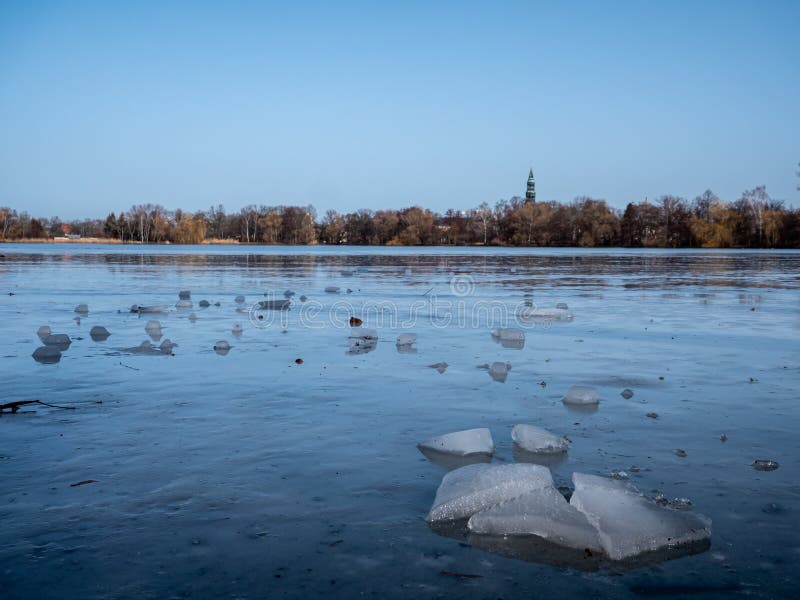 Beware of the Risk of Ice Breaking on the Lake Stock Image - Image of ...