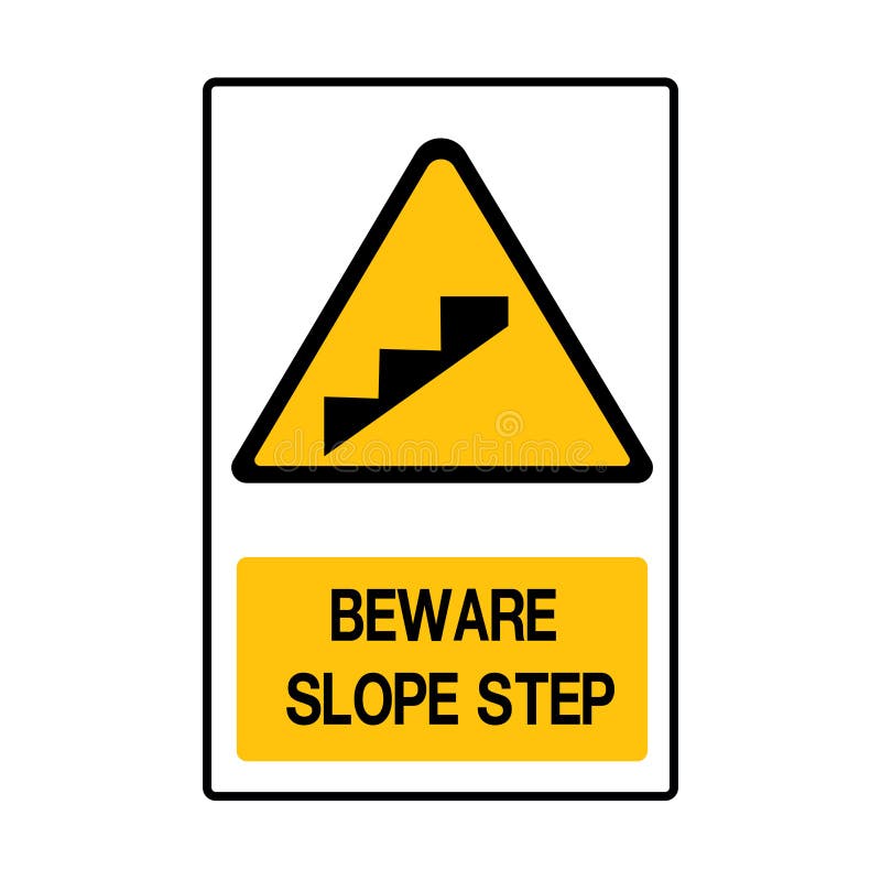 Beware Slope Symbol Sign Isolate On White Background,Vector ...