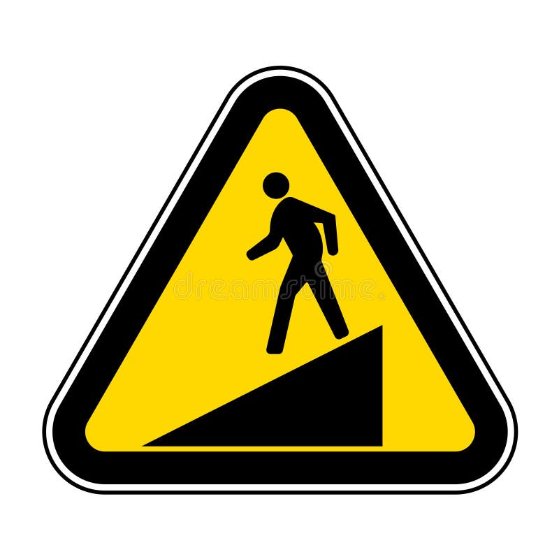 Beware Slope Symbol Sign Isolate on White Background,Vector ...