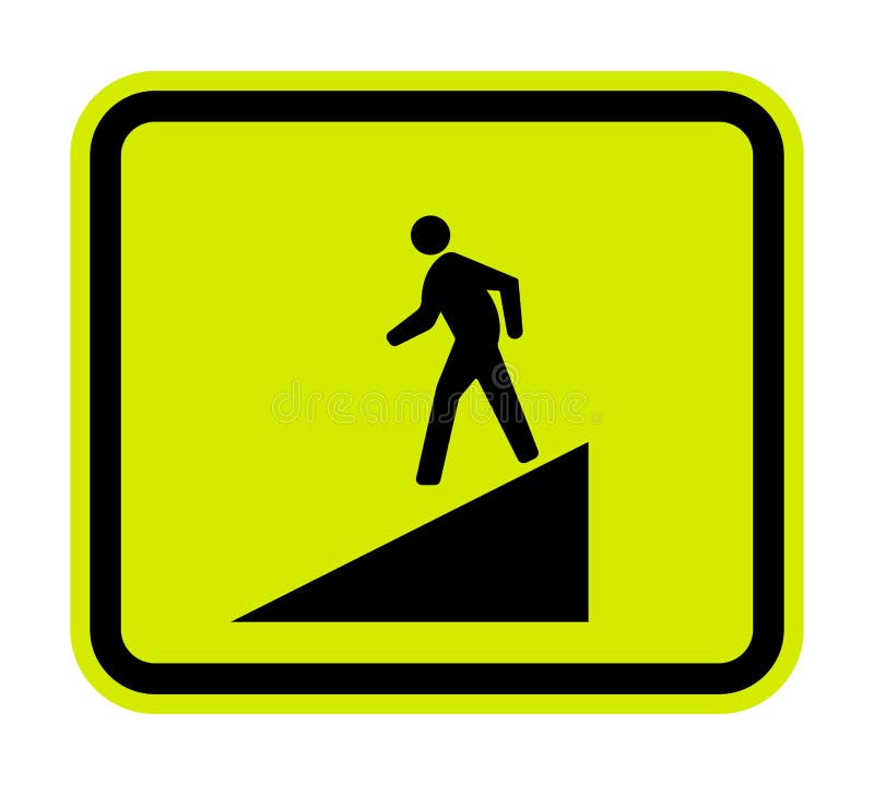 Beware Slope Symbol Sign Isolate on White Background,Vector ...