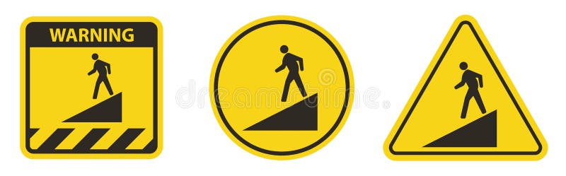 Beware Slope Symbol Sign Isolate on White Background,Vector ...