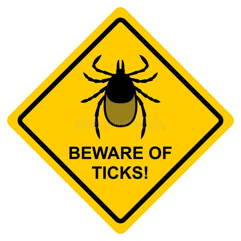 Beware of Ticks! Yellow Warning Sign. Vector Illustration. Warning of ...