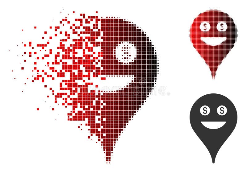Bewegend Dot Halftone Rich Smiley Map-Tellerspictogram Vector ...