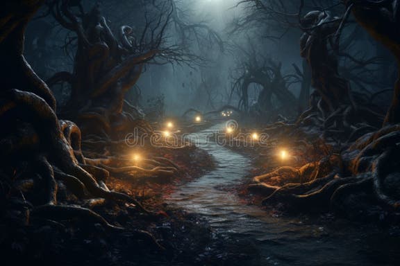 Bewitched Forest Path a Bewitched Path Winding Stock Illustration ...