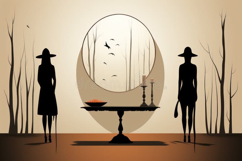 Bewitched Shadow Mirrors - Generative AI Stock Illustration ...