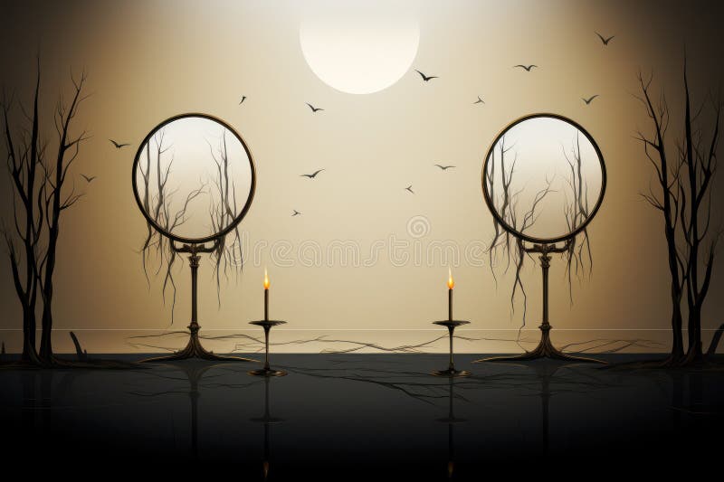 Bewitched Shadow Mirrors - Generative AI Stock Illustration ...