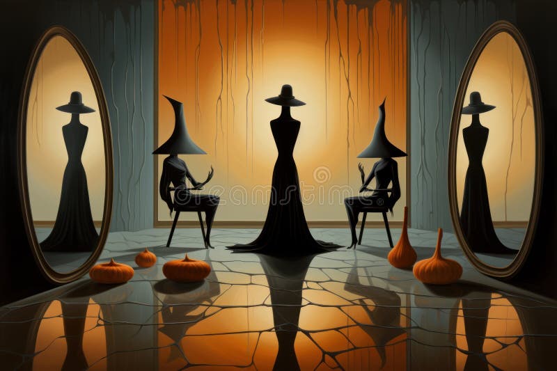 Bewitched Shadow Mirrors - Generative AI Stock Illustration ...
