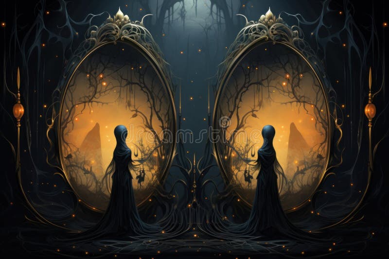 Bewitched Shadow Mirrors - Generative AI Stock Illustration ...