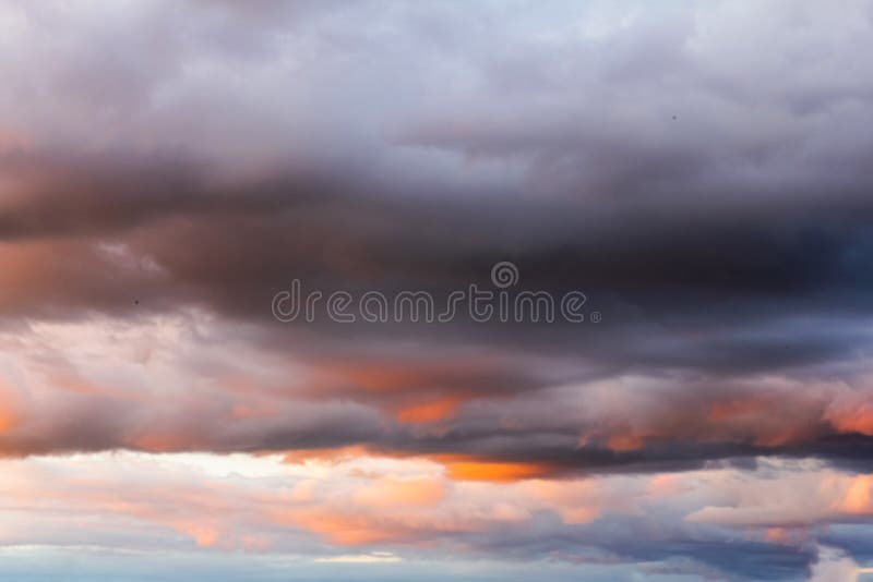 Bewitching Stormy Sky in the Rays of the Setting Sun. Cloudy Skies in ...