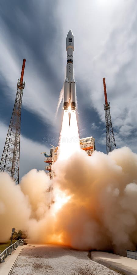 Rocket Launching into the Cosmos. Generative AI Stock Illustration ...