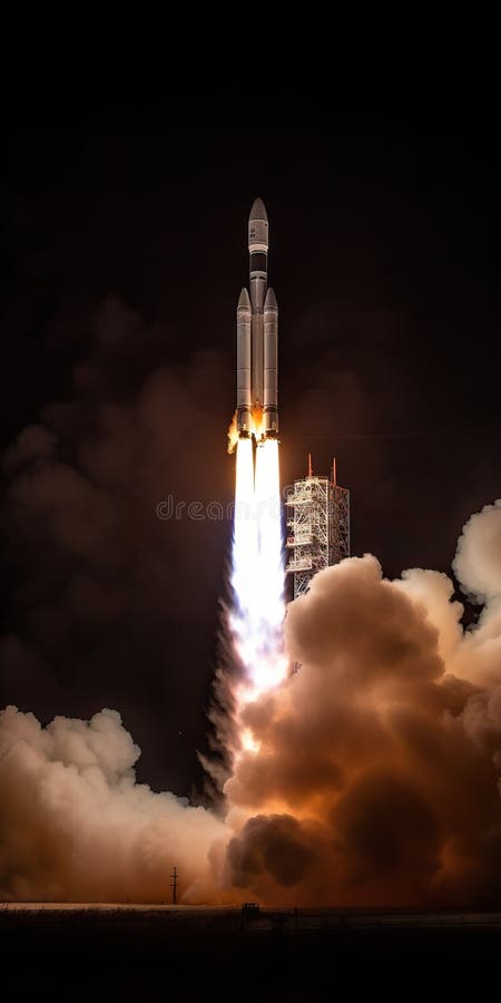 Rocket Launching into the Cosmos. Generative AI Stock Illustration ...