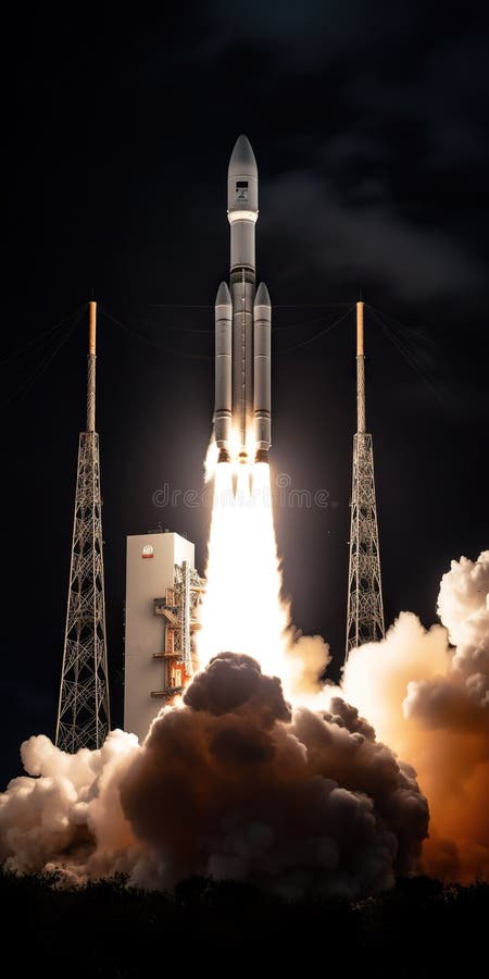 Rocket Launching into the Cosmos. Generative AI Stock Illustration ...