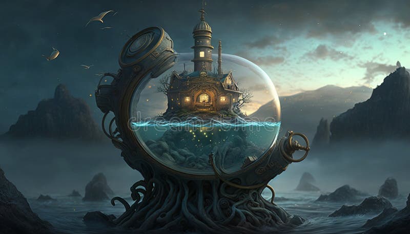 Beyond this Life. Surreal Mystical Fantasy Artwork Stock Illustration ...