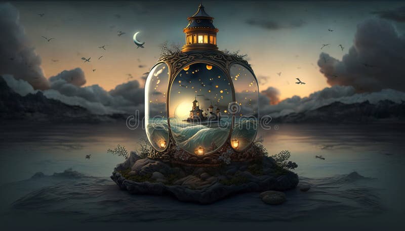 Beyond this Life. Surreal Mystical Fantasy Artwork Stock Illustration ...