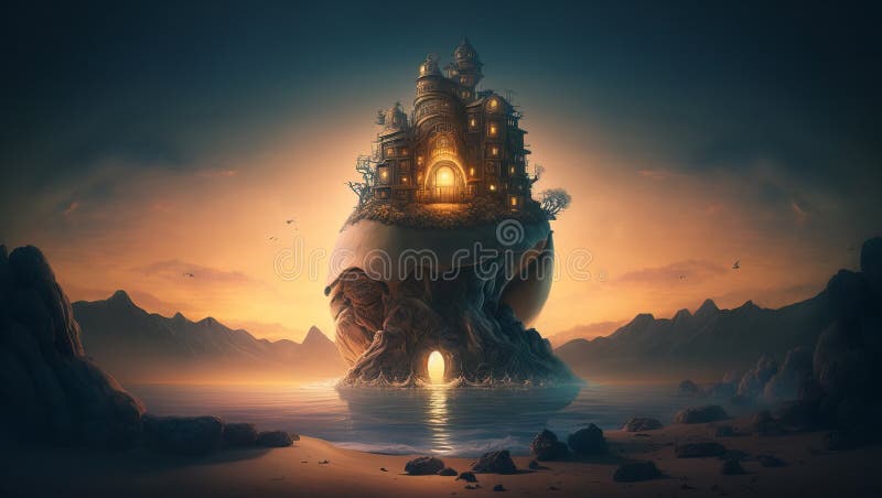 Beyond this Life. Surreal Mystical Fantasy Artwork Stock Illustration ...