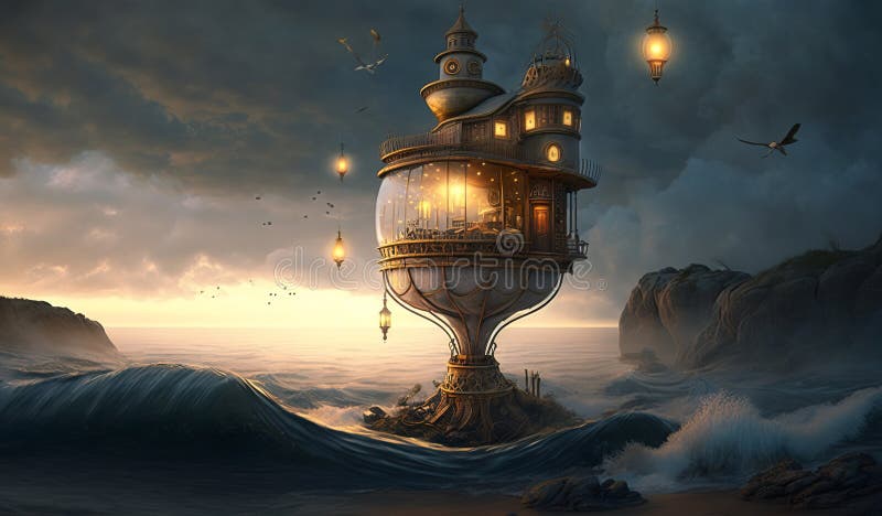 Beyond this Life. Surreal Mystical Fantasy Artwork Stock Illustration ...