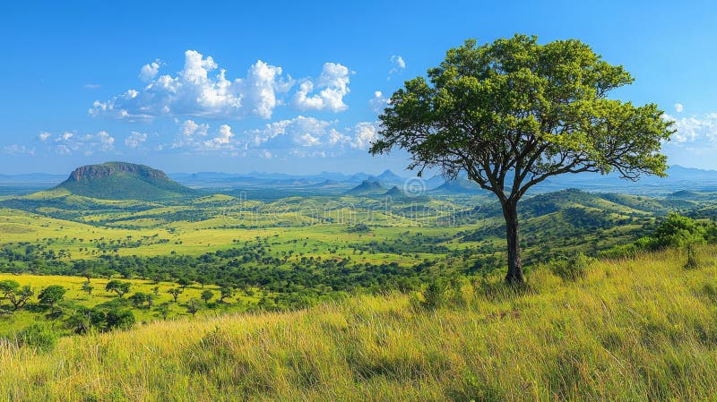 Beyond the Line of Sight, a Boundless Savanna Lies, Marked by Its ...